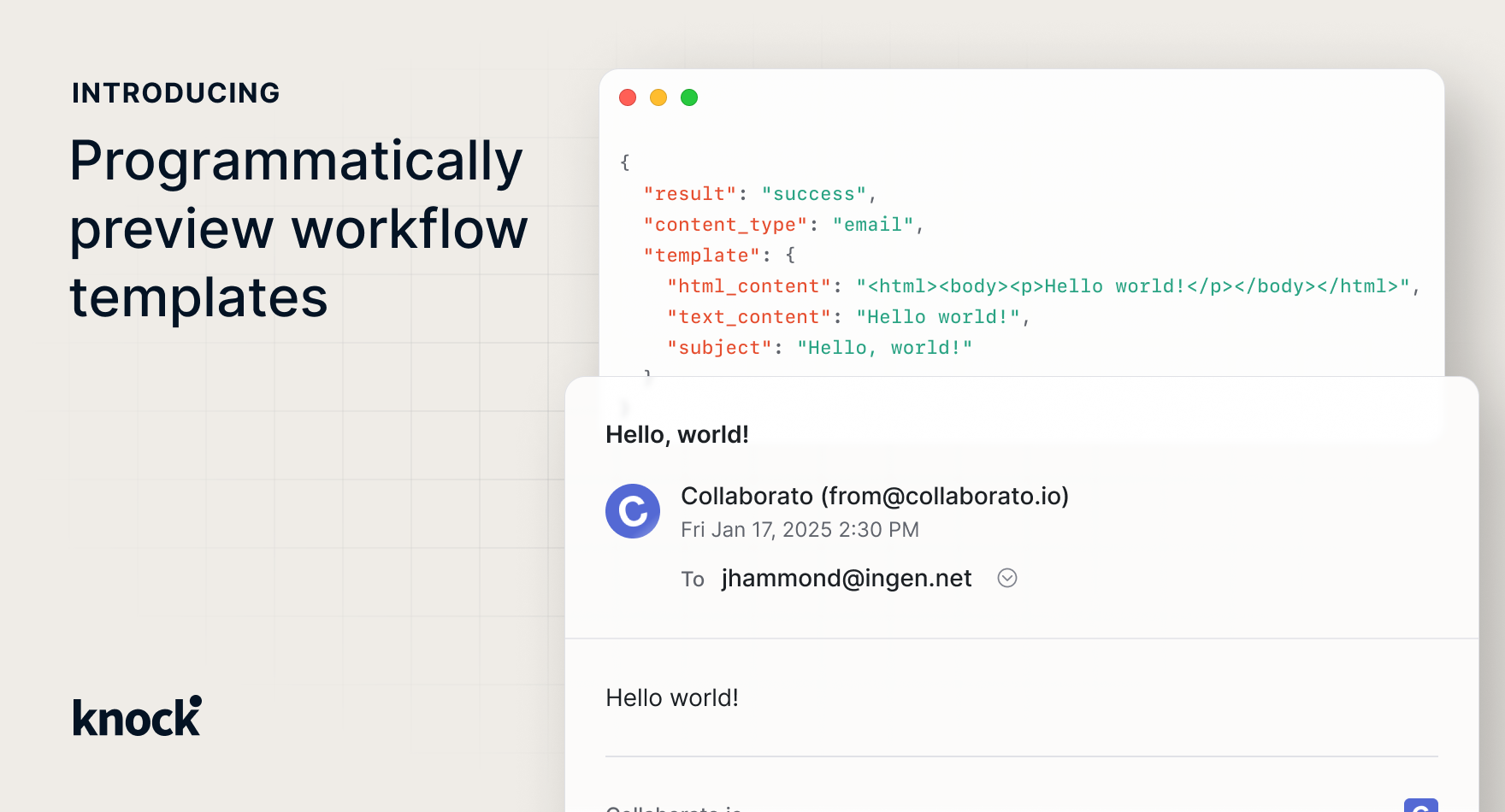 Programmatically preview workflow templates | Changelog 2025-01-16 | Knock